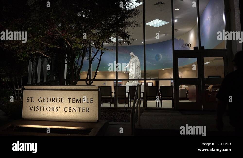 St George Temple Mormon LDS Visitor Center night 4K Stock Video Footage ...