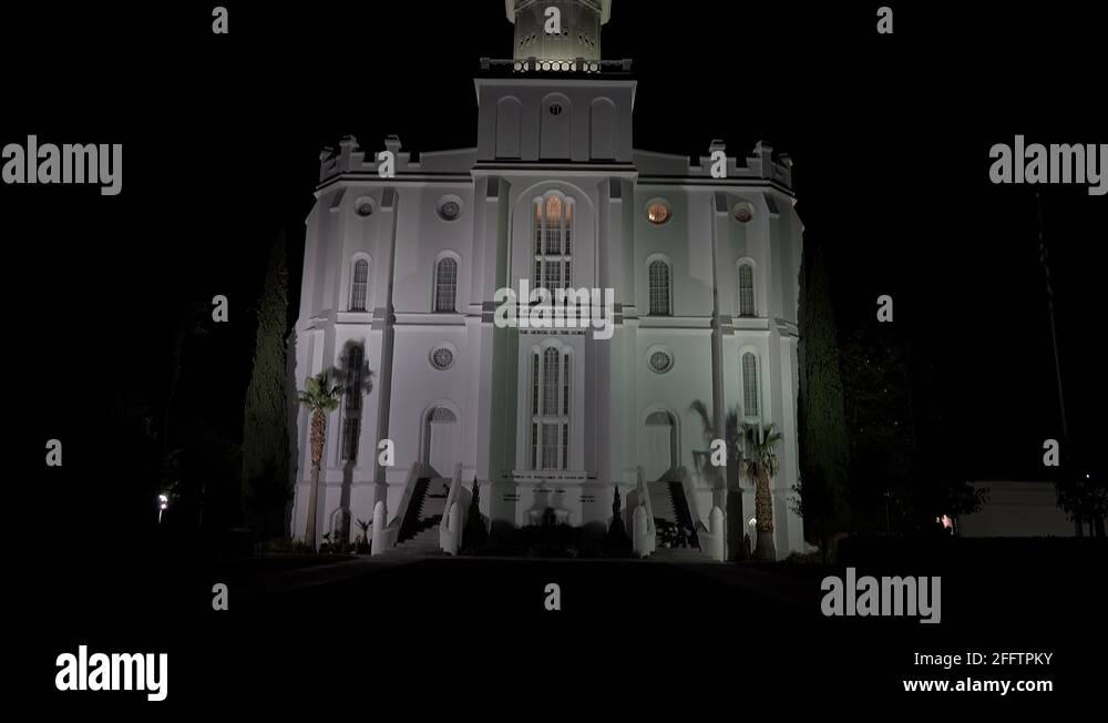 St George LDS Mormon Temple night dark tilt 4K Stock Video Footage - Alamy
