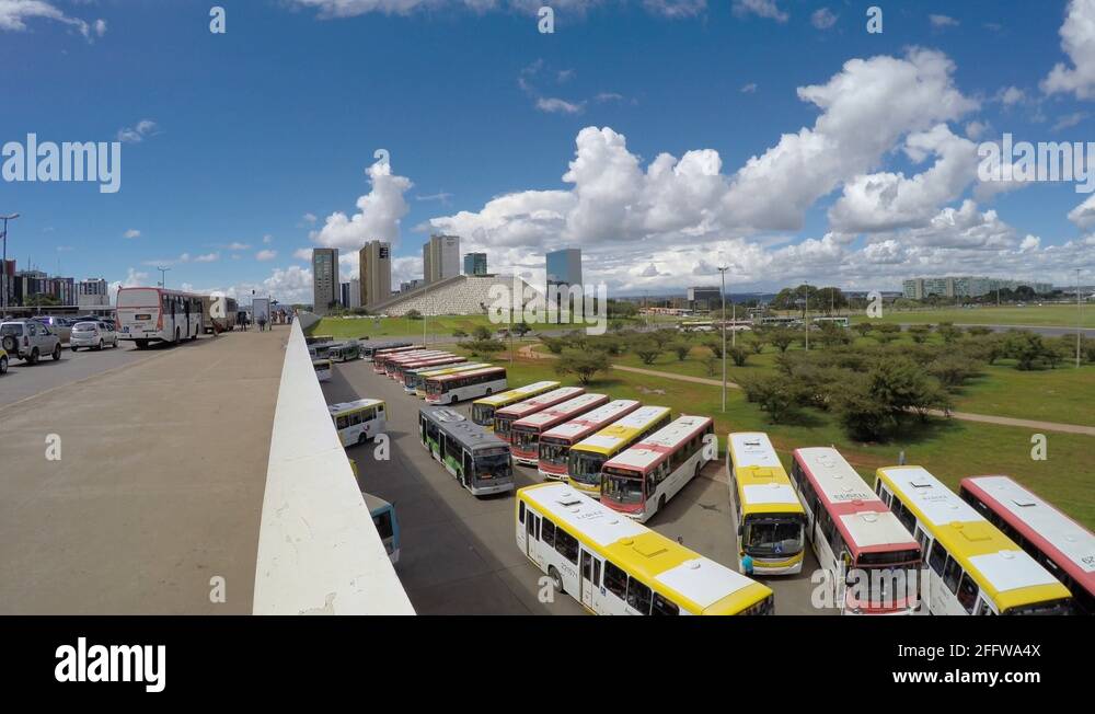 Panoramic view of the famous avenue in Brasilia city capital of Brazil ...
