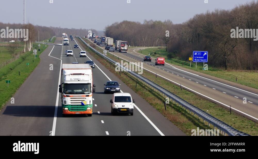 Dutch Highway traffic with trucks transport and cars, Netherlands 4K ...