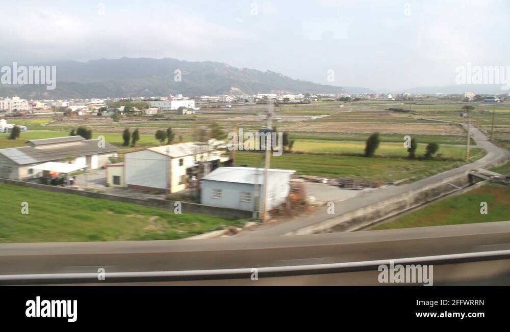 Taiwan Rural Scene Out of The Window of a Driving High-Speed Train. HD ...
