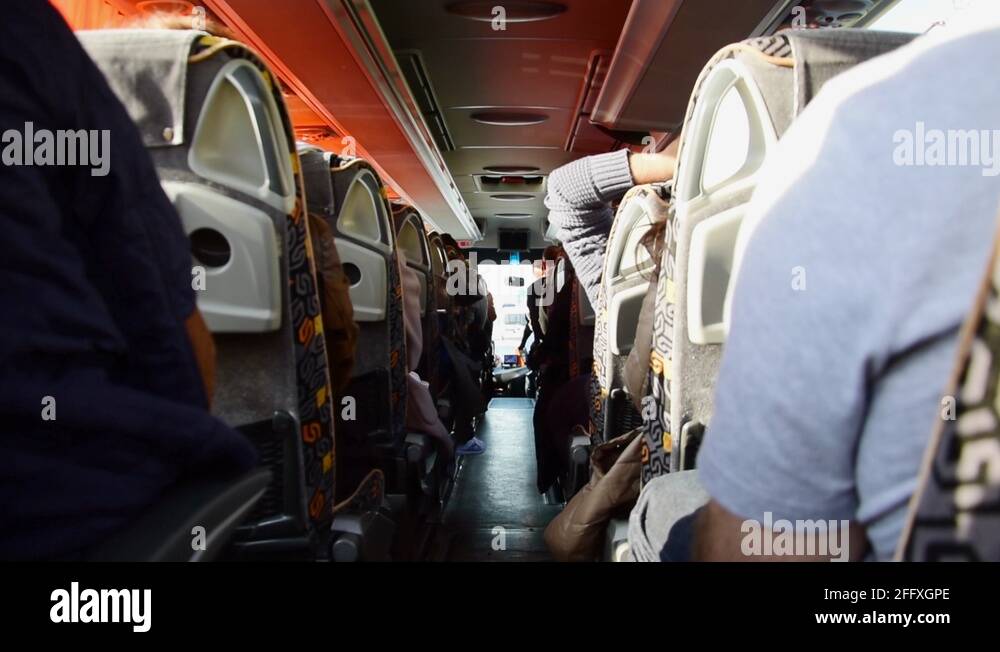 Interior of a intercity passenger bus when it is driving Stock Video ...