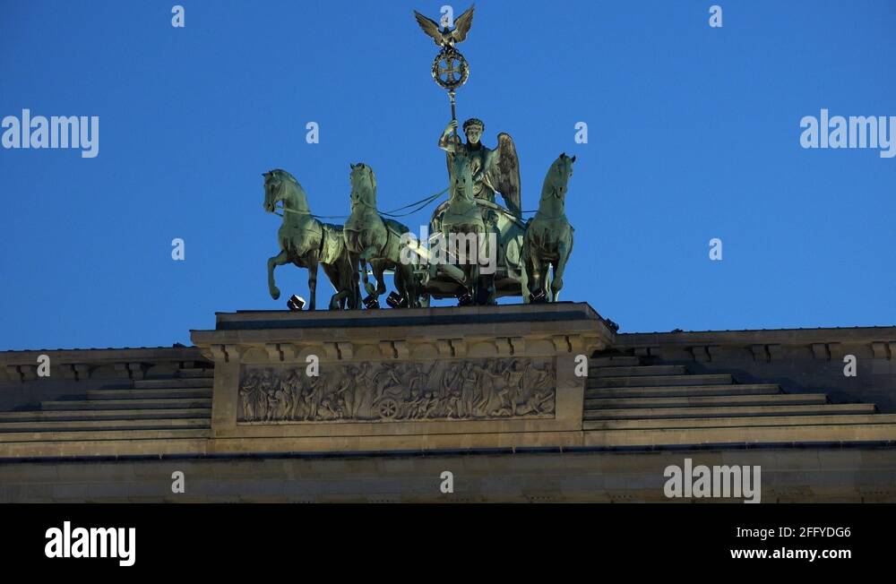 ULTRA HD 4K Closeup Brandenburg Gate Berlin ancient triumphal arch ...