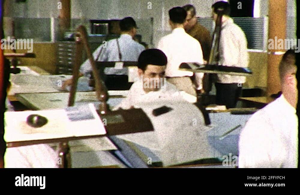Drafting Office Male Engineers Men Vintage Film Retro Film Old Home ...