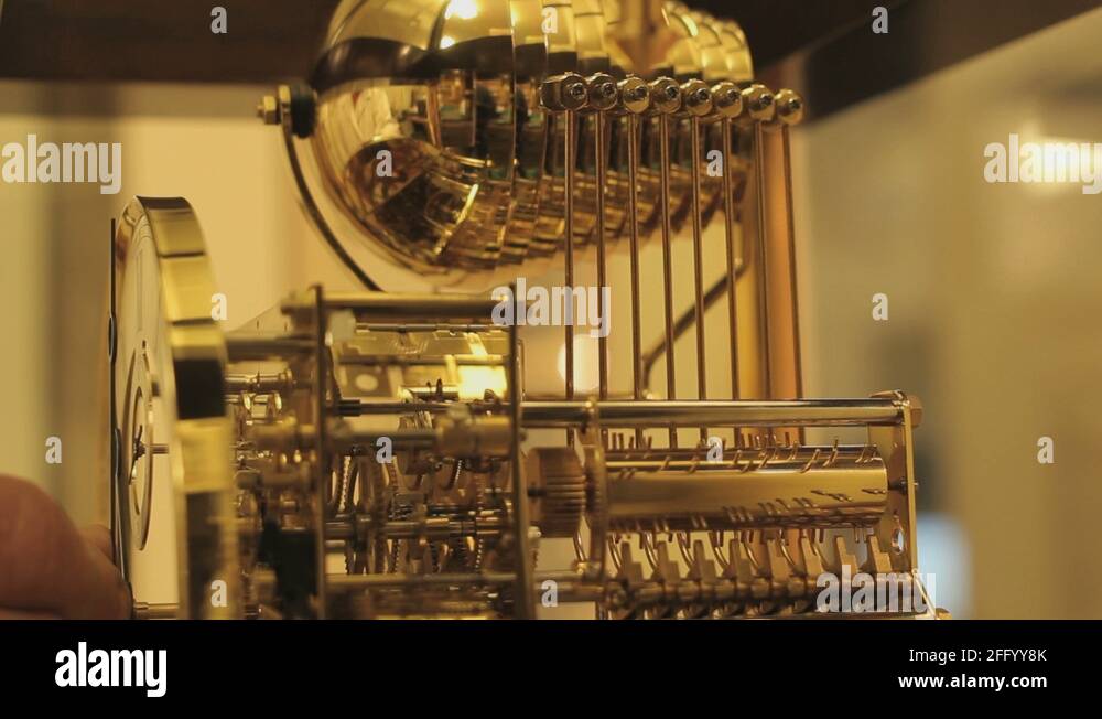 Close up of the gearsystem of an unique clock with an unique bell sound ...