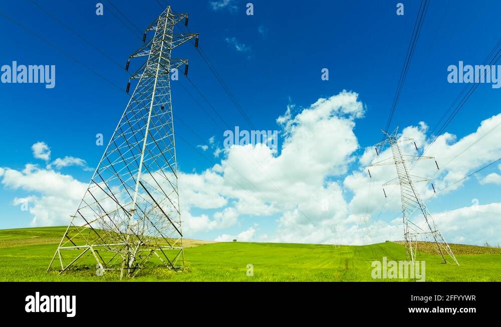 Electricity,high voltage pylons,power transmission lines Stock Video ...
