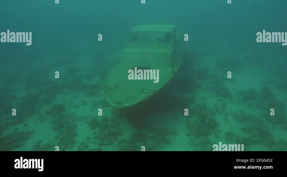 underwater small ship wreck 4K Stock Video Footage - Alamy