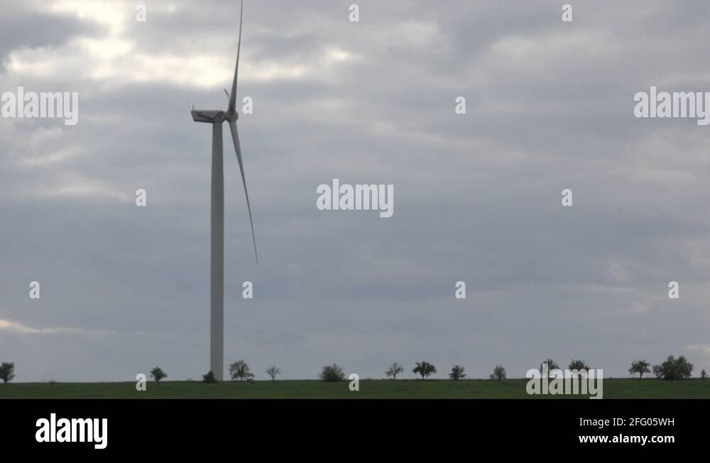 Wind turbines are on horizon of night sky twist propellers, 4k Stock ...