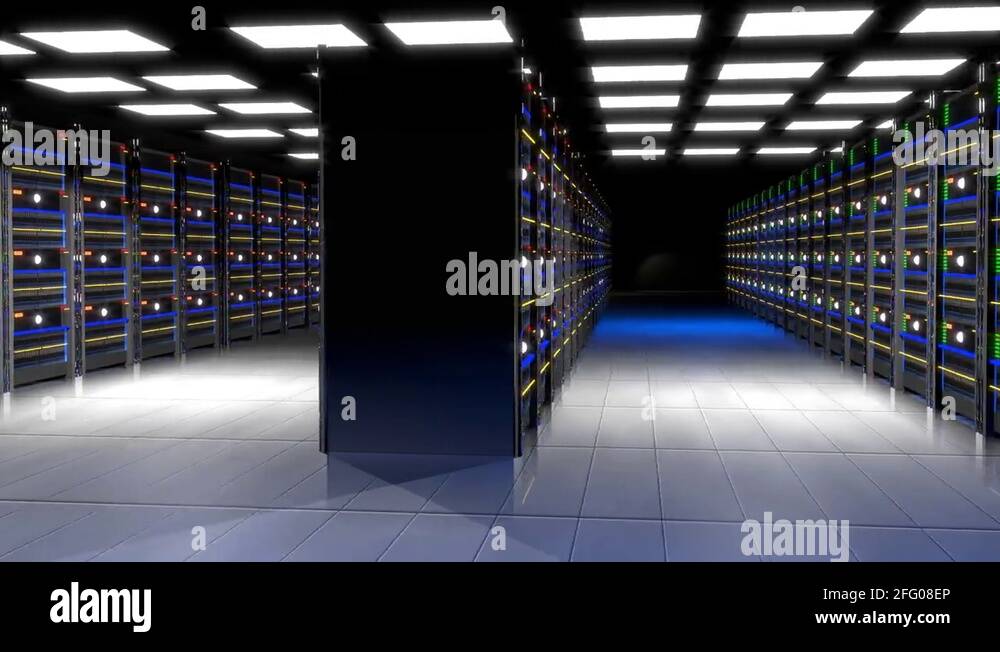 Data Center, Animation of rack servers in a data center Stock Video ...