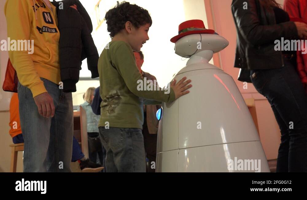 Robot. AI. Children playing with robots. New technologies Stock Video ...