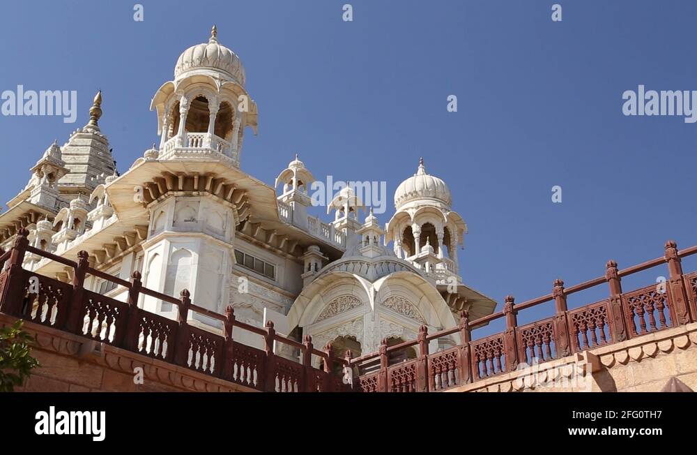 Rooftop with towers and outdoor passage of Jaswant Thada temple in ...