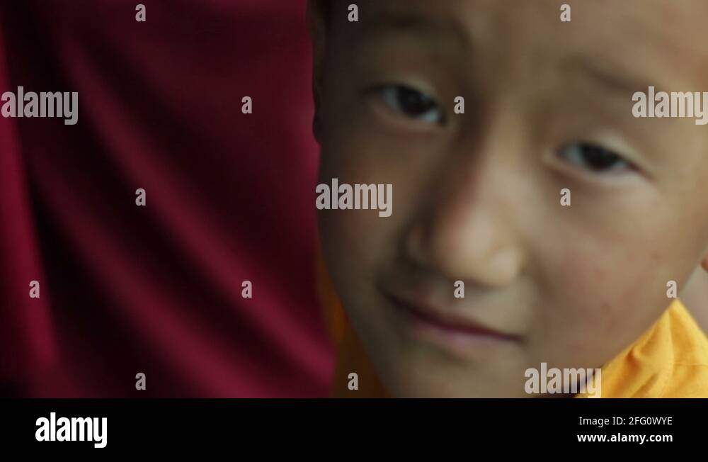 Tibetan Sikkim monk boy, extreme close up, shallow DOF Stock Video ...