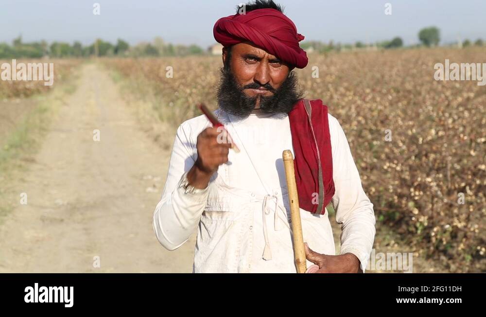 Portrait of local Indian man combing his unique beard Stock Video ...