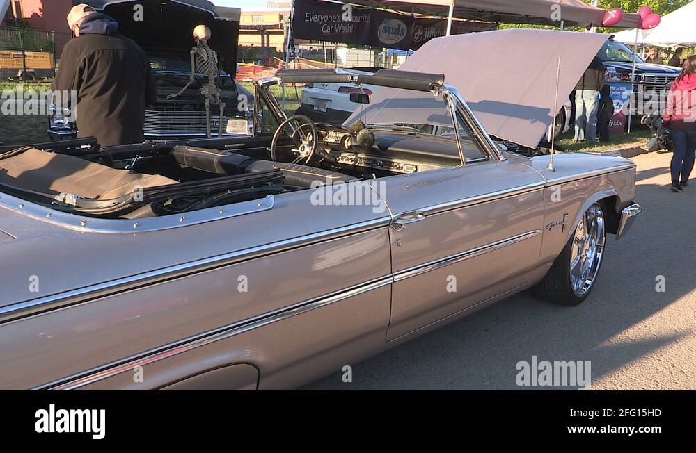 Vintage classic and performance cars on display at car show Stock Video ...