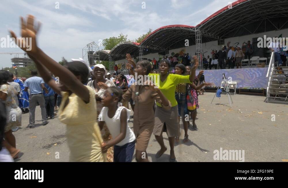 Haitian people celebrating at an event in Port-au-Prince Stock Video ...