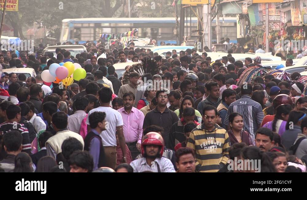People visit a busy shopping street in Kolkata, India Stock Video ...