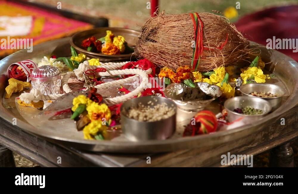 Traditional hindu wedding props at the wedding ceremony in Jodhpur ...