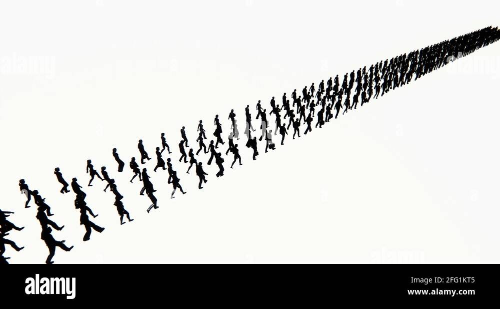 4k Crowd Of People walking turned into a row array,businessman ...