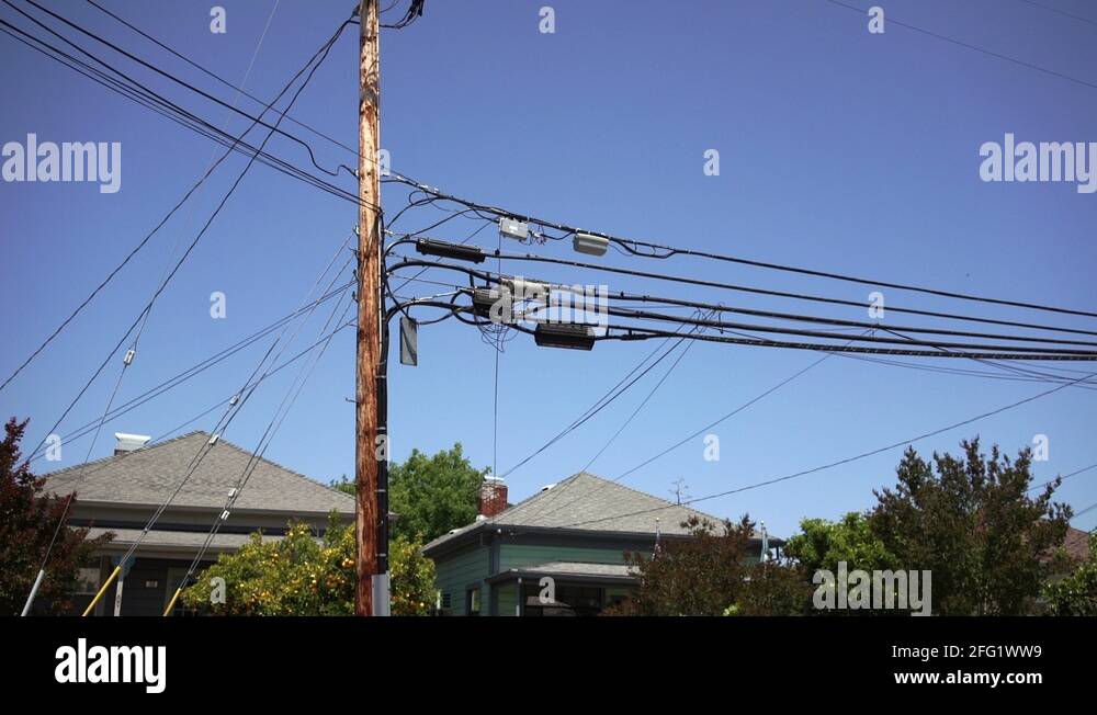 Utility pole in a small town in the US Stock Video Footage - Alamy
