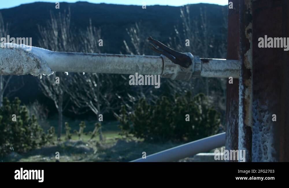 Old shaking and rusty steam pipe from a geothermal installation Stock ...