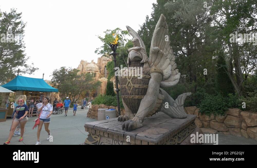 Statue in the Lost Continent at Universal Studios, Orlando Stock Video ...