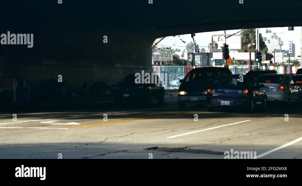 4k Freeway Underpass Los Angeles Homeless Tents Stock Video Footage - Alamy