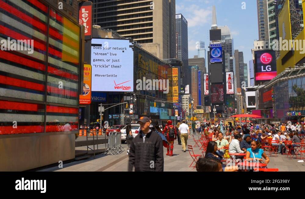 new york summer day times square relax place flag view 4k usa Stock ...