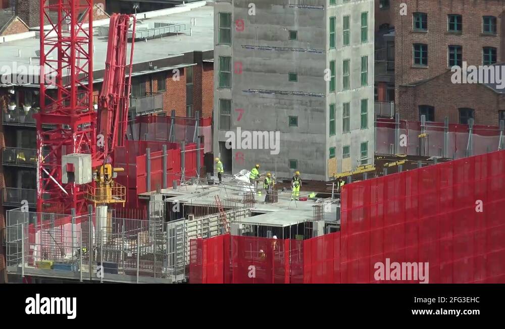 ULTRA HD 4K Worker man construction site skyscraper building ...