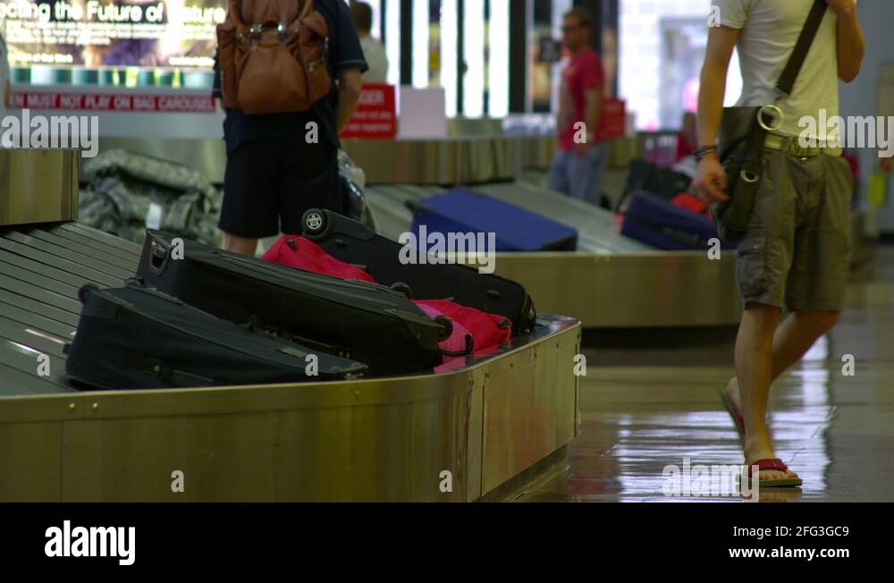 Bags travel around baggage claim carousels at the airport Stock Video ...