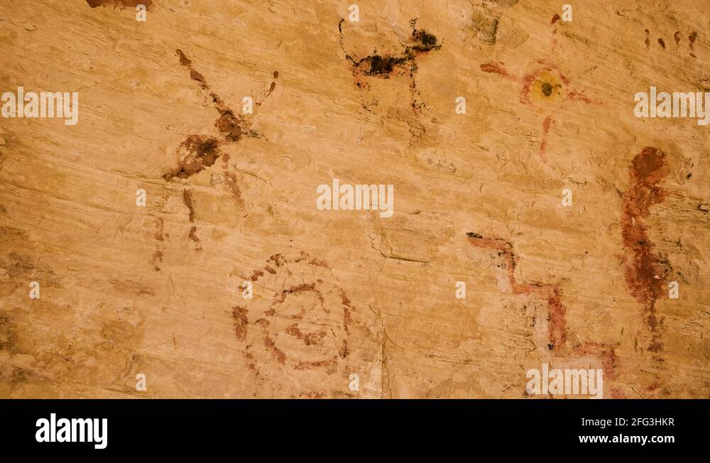 Native American Pictographs Ancient Alien Figures UFO Ant Man Stock ...