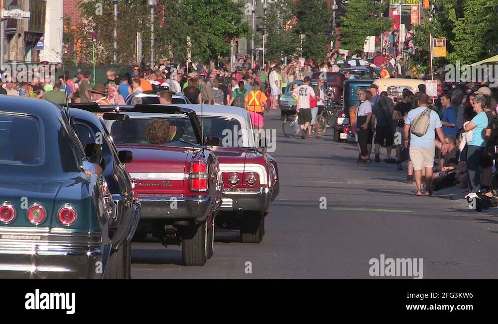 Vintage classic and performance cars on display at car show Stock Video ...