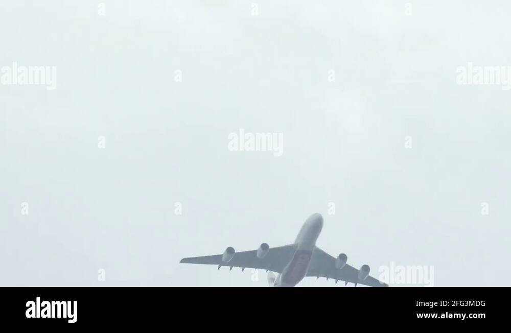 4K Big airbus aircraft take off overhead commercial plane ...