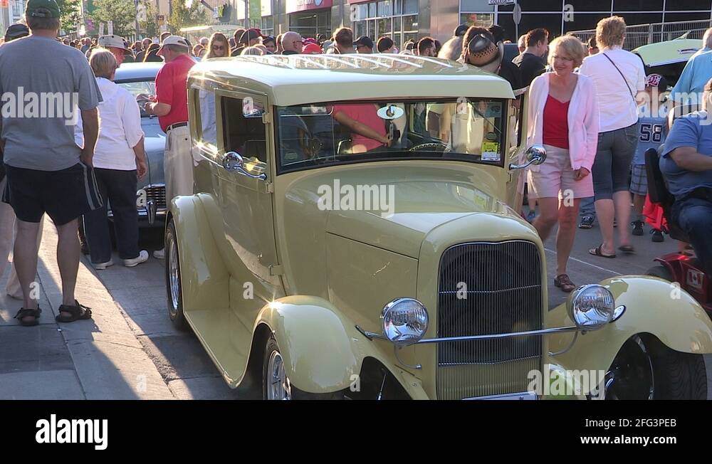 Vintage classic and performance cars on display at car show Stock Video ...