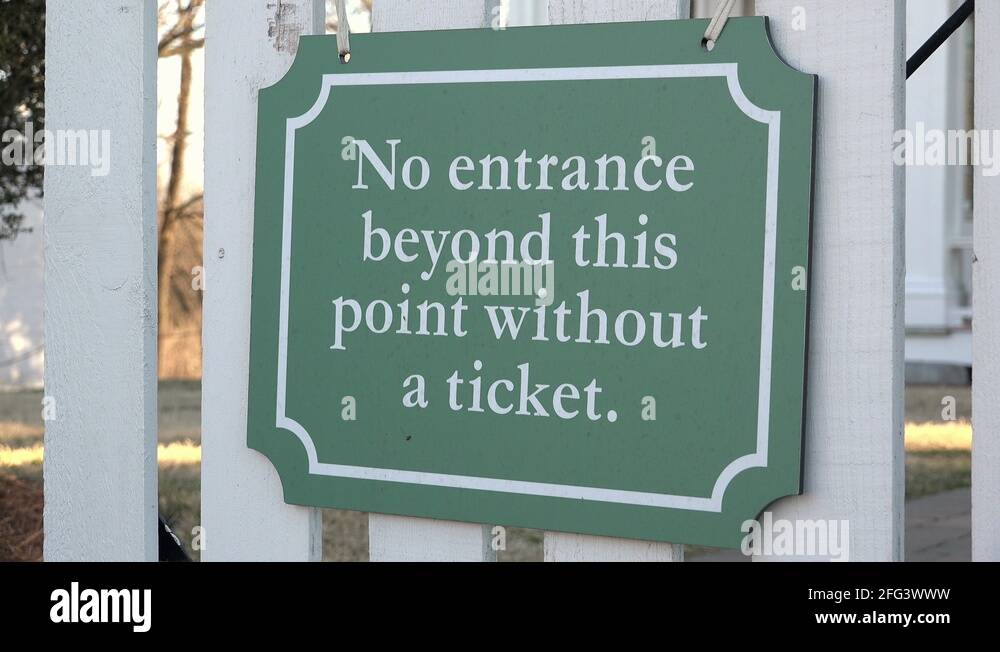 Ticket required beyond this point sign hanging on gate 4k Stock Video ...