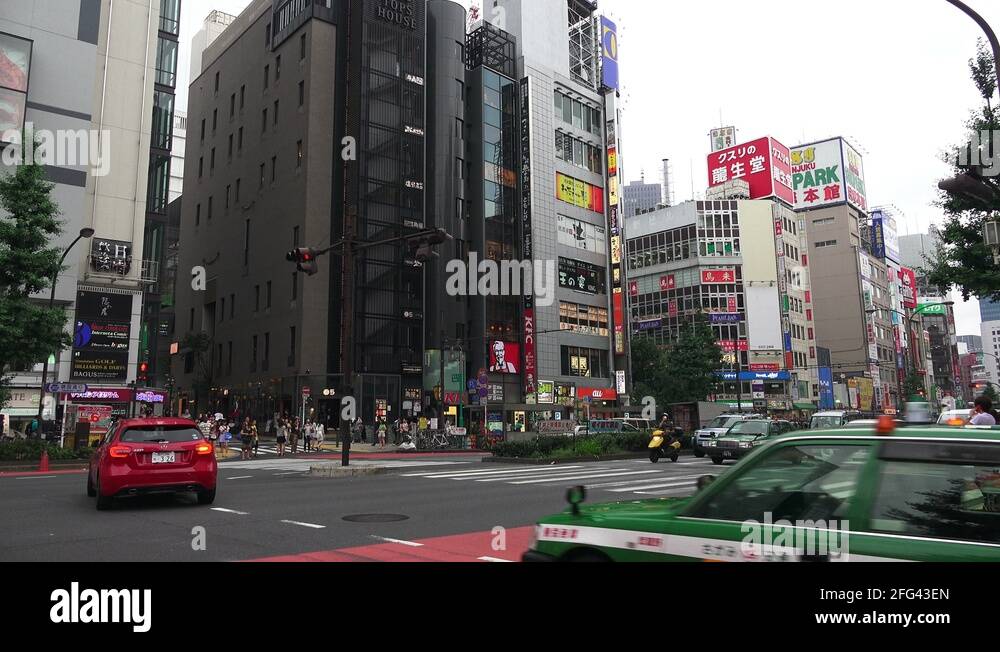 Cars At Intersection Busy City Streets Shinjuku Tokyo Stock Video ...