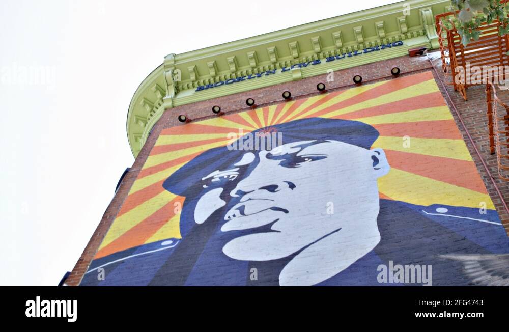 beautiful tilt down Biggie Smalls Mural Brooklyn Love Building subway ...