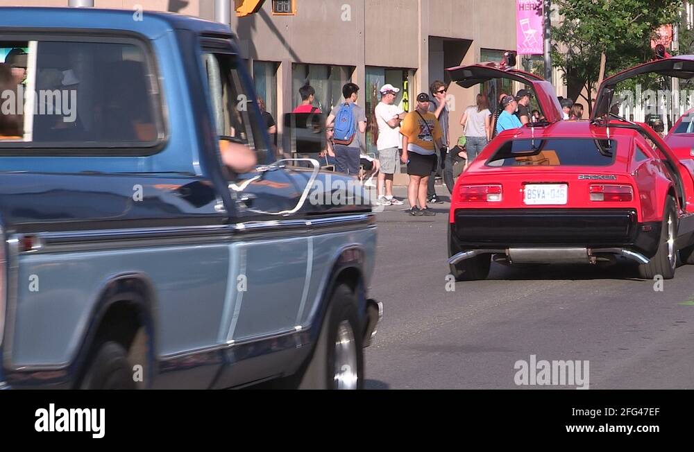 Vintage classic and performance cars on display at car show Stock Video ...