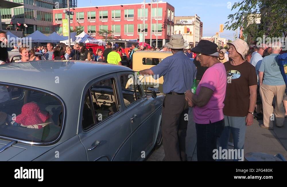 Vintage classic and performance cars on display at car show Stock Video ...