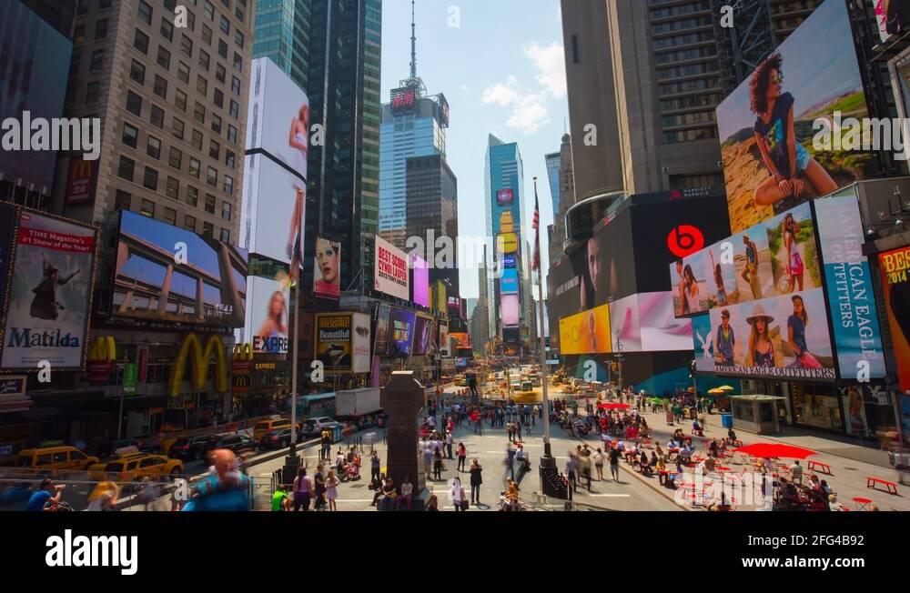 sun light manhattan times square famous top view 4k time lapse new york ...
