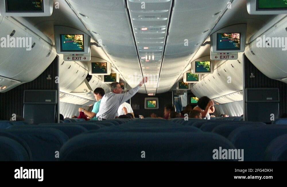 Airplane cabin interior exit sign Stock Videos & Footage - HD and 4K ...