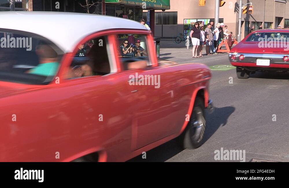 Vintage classic and performance cars on display at car show Stock Video ...