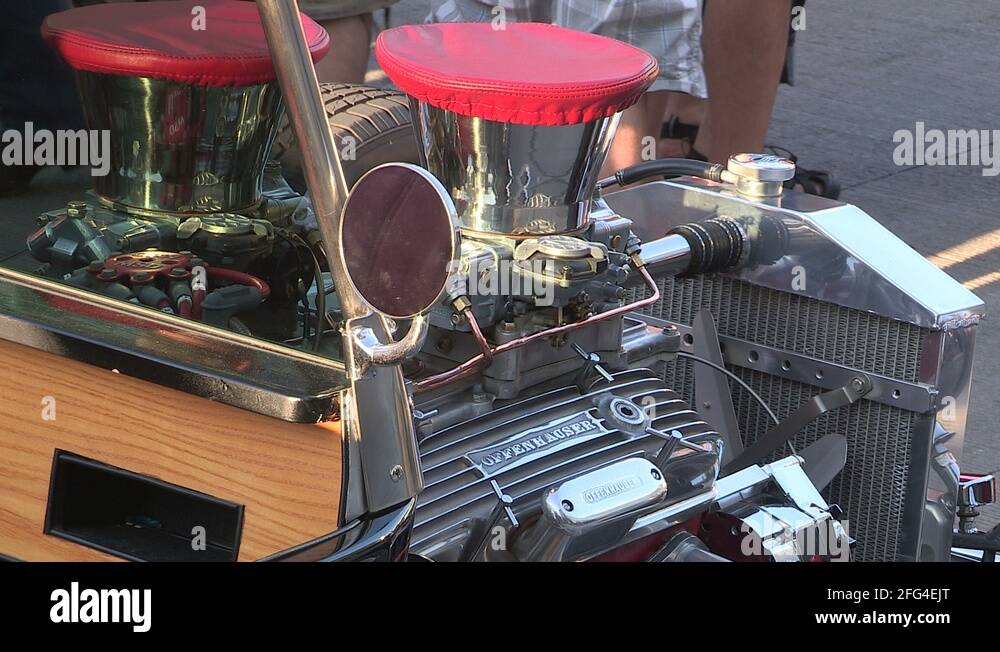 Vintage classic and performance cars on display at car show Stock Video ...