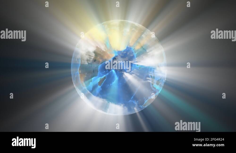 The earth turns in outer space, emitting light rays Stock Video Footage ...