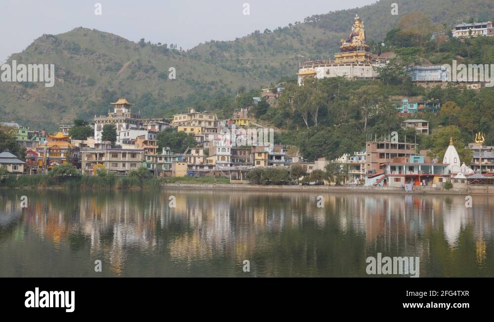 Rewalsar lake with giant statue,Rewalsar,Himachal Pradesh,India Stock ...