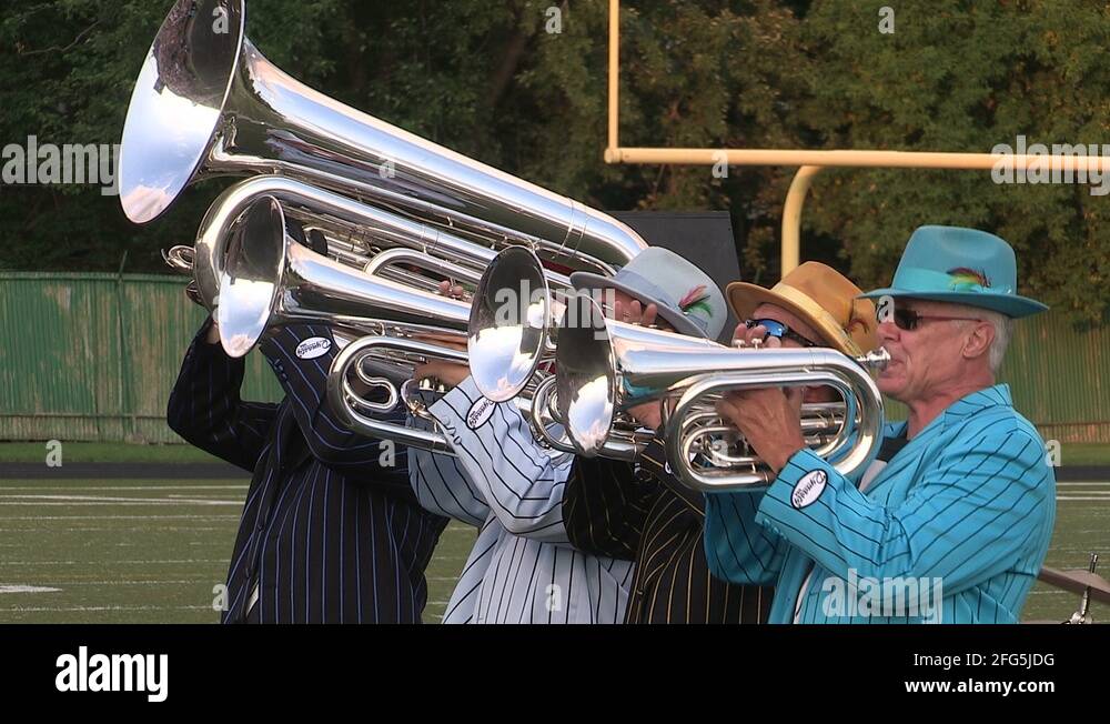 Marching bands drums corps and crowds on university college football ...
