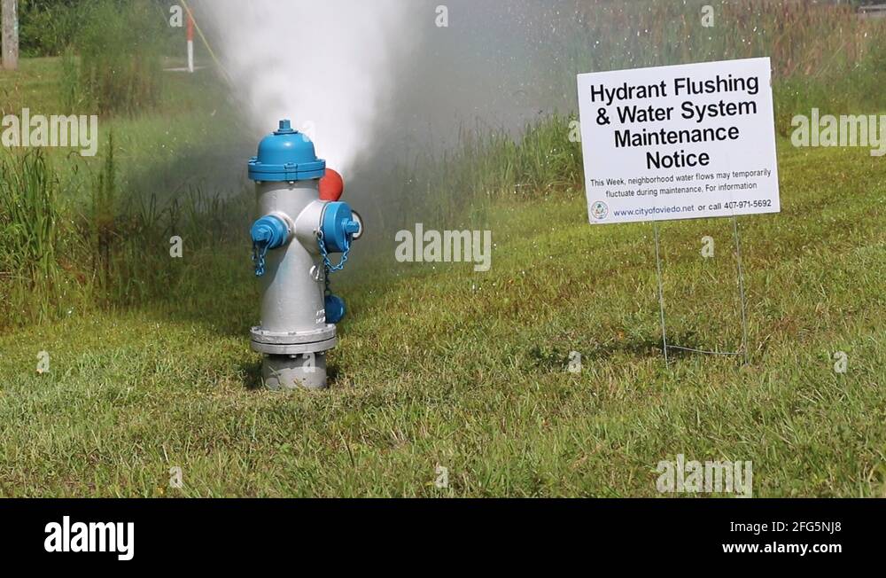 Water System Maintenance Sign with Flushing Fire Hydrant Stock Video ...