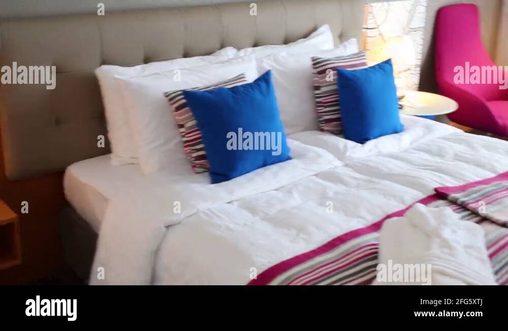 Room with bed in Hotel Radisson Blu Paradise Resort and Spa Stock Video ...