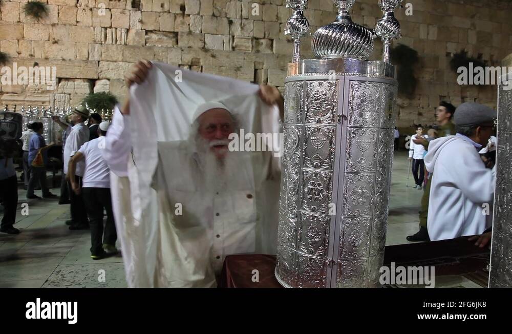 A very old cute rabbi dances with Bible Torah scroll inaugurated in ...