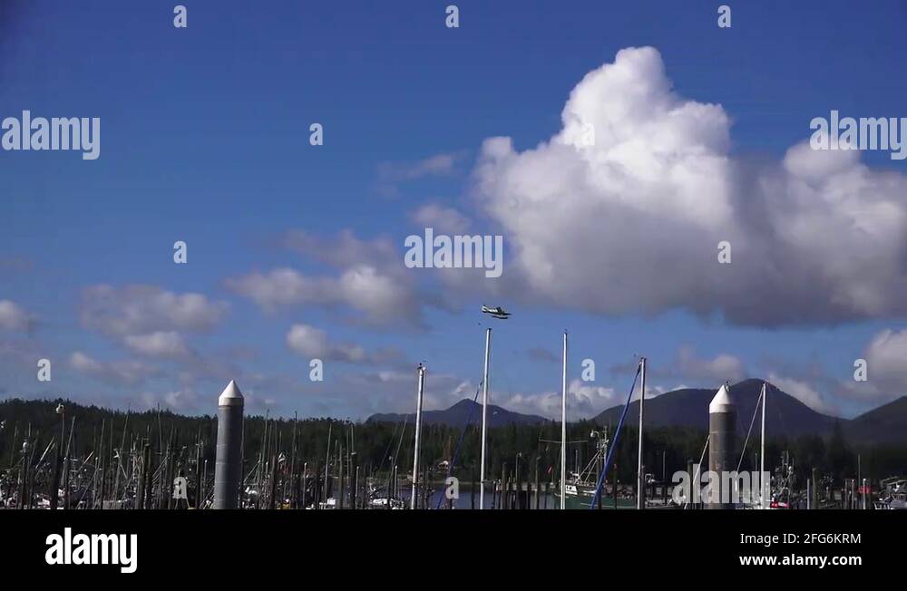 Float plane landing over cruise ship Stock Video Footage - Alamy