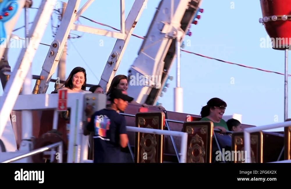 Amusement fair park with viking boat Stock Video Footage - Alamy